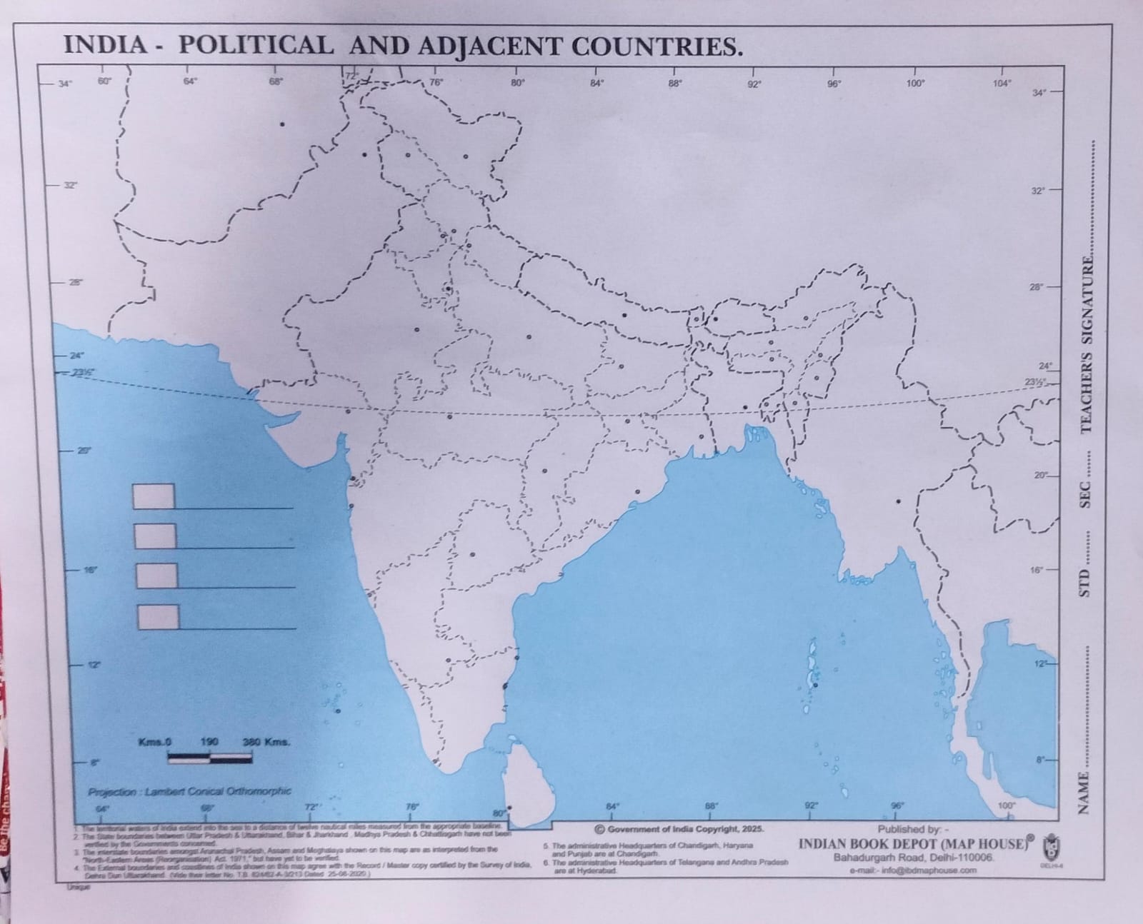 IND India – Political and Adjacent Countries Map Set of 10 [BL] – B3books
