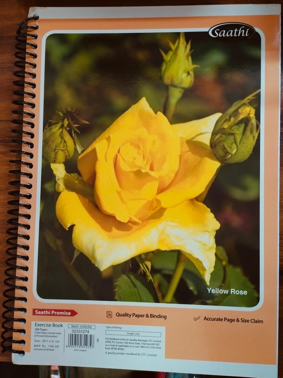 Saathi Spiral Exercise Notebook A4 Size (29.7 × 21 cm) – 288 Pages (Ru ...