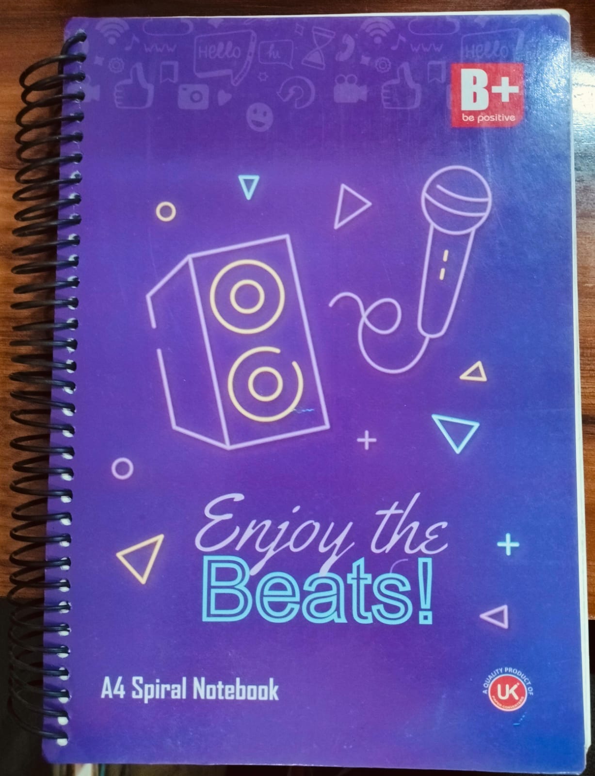 B+ Be Positive A4 Spiral Notebook – 500 Pages (Ruled) – B3books