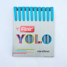 Flair Yolo Ball Pen – 10 Pieces Blue Ink Pack – B3books